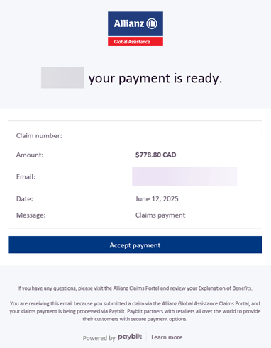 Information About Digital Claims Payments | Allianz Global Assistance